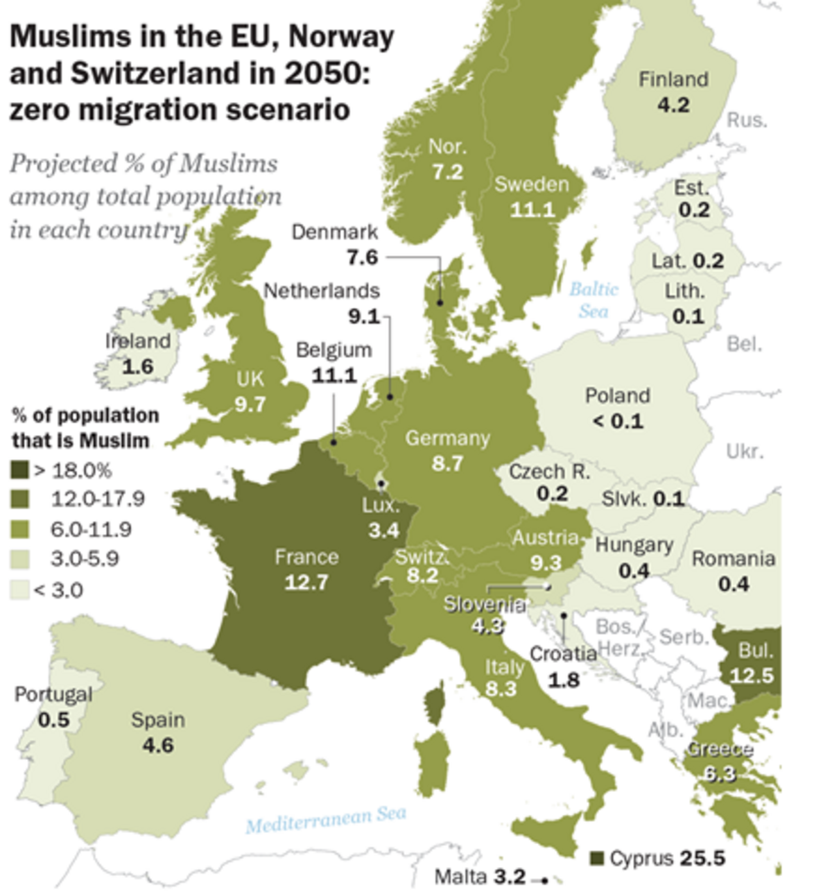 La croissance de la population musulmane en Europe d'ici à 2050 | Le Club
