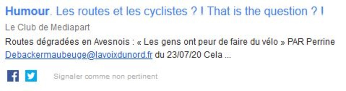 Humour. Les routes et les cyclistes ? ! That is the question ? ! | Le Club