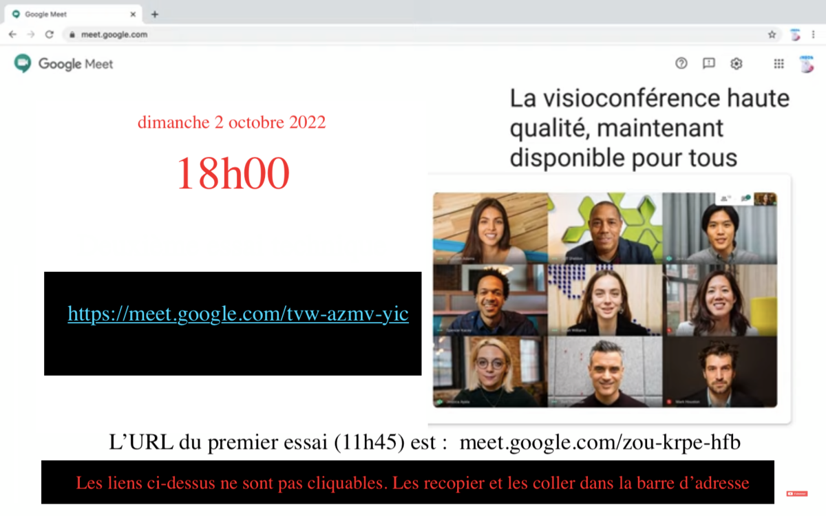 Deuxième essai technique de visio-réunion à 18h00 | Le Club
