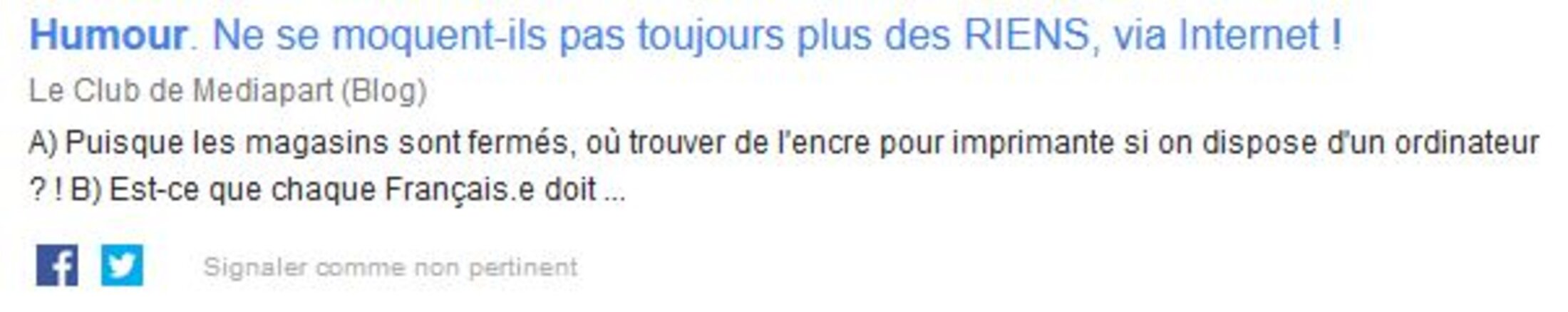 Humour. Ne se moquent-ils pas toujours plus des RIENS, via Internet ...