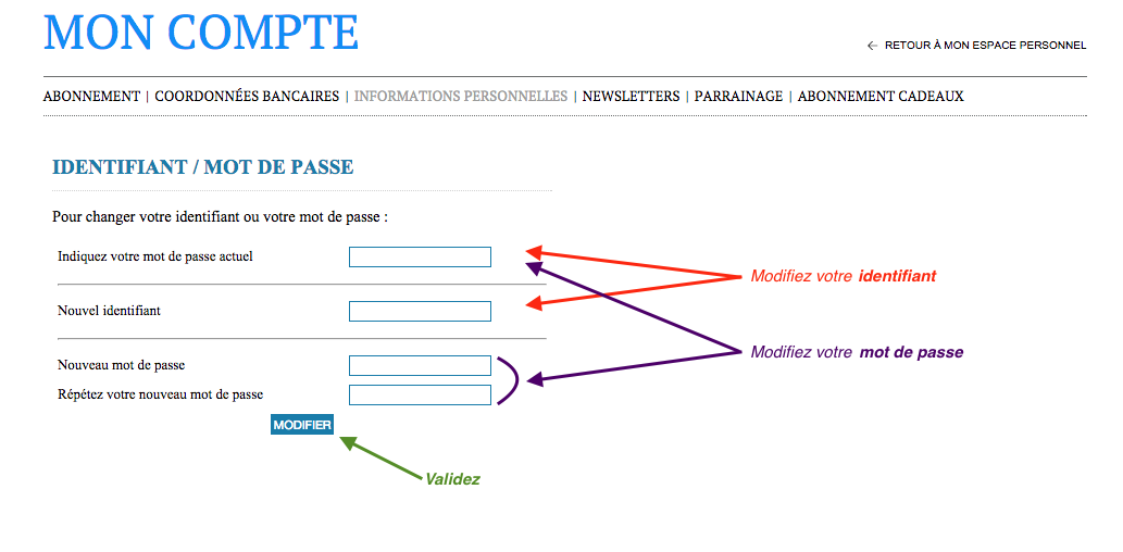 Mon Compte - Comment retrouver/modifier mes codes d'accès ? | Le Club